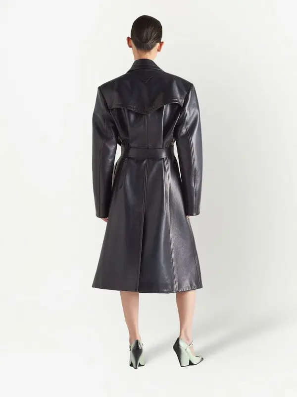 Prada Double-breasted Leather Trench Coat