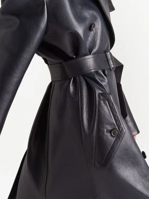 Prada Double-breasted Leather Trench Coat