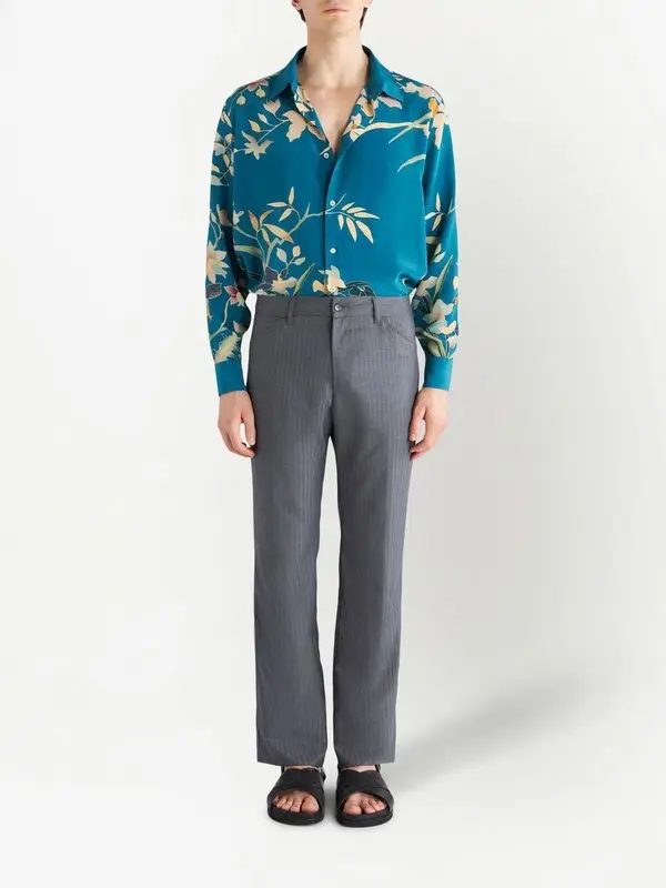 Etro Virgin-wool Straight Leg Trousers - Grey