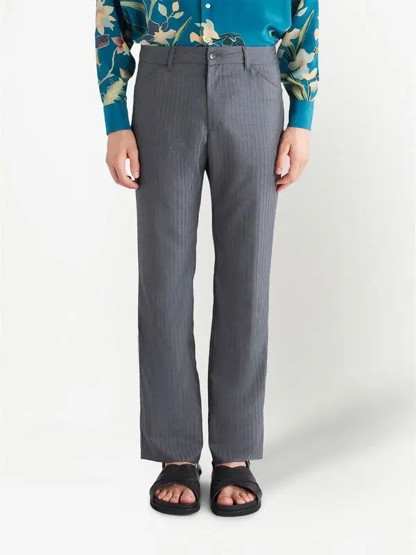 Etro Virgin-wool Straight Leg Trousers - Grey