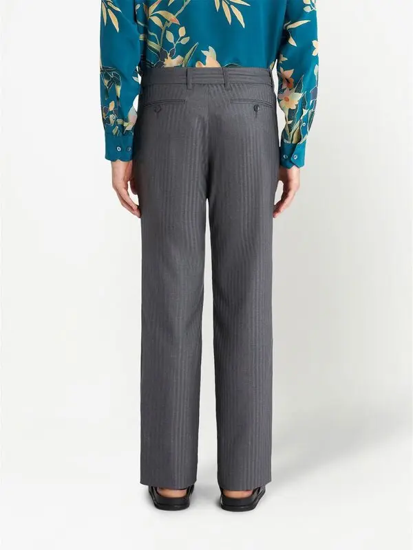 Etro Virgin-wool Straight Leg Trousers - Grey