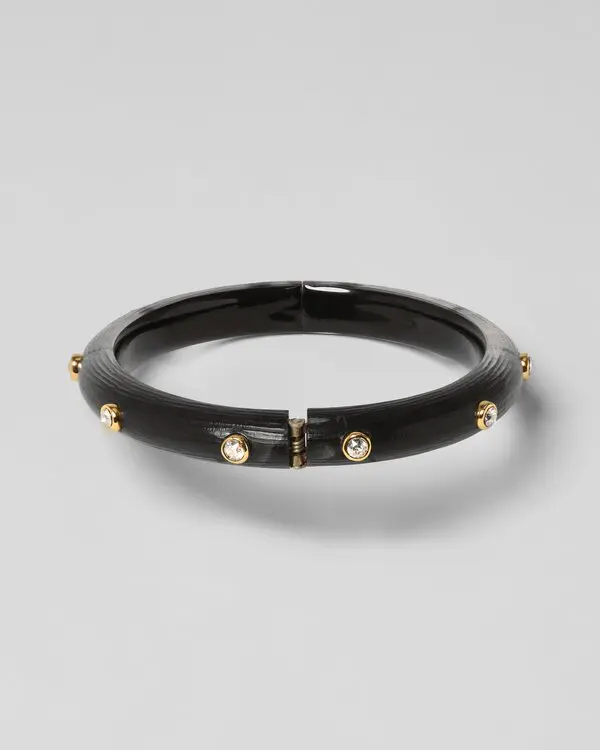 Alexis Bittar Crystal Studded Lucite Hinge Bracelet - Black