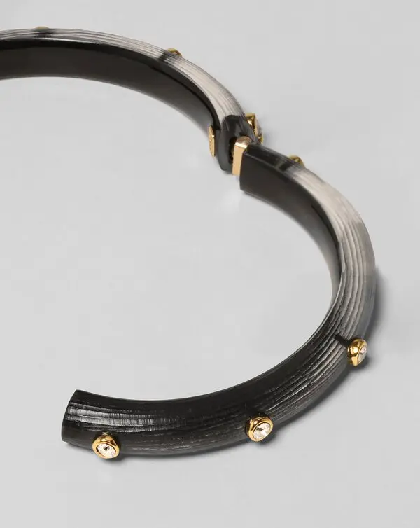 Alexis Bittar Crystal Studded Lucite Hinge Bracelet - Black