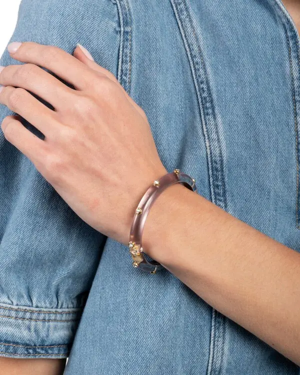 Alexis Bittar Crystal Studded Lucite Hinge Bracelet - Dusty Rose