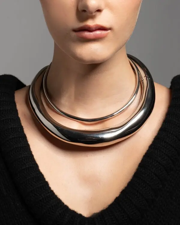 Alexis Bittar Metal Hinge Collar Necklace - Silver