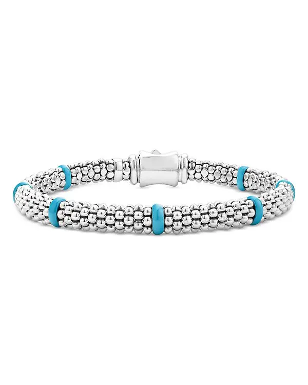 Lagos Ceramic & Sterling Silver Caviar Station Bracelet - Silver/blue