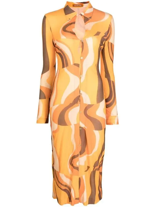 REJINA PYO Sana Abstract-pattern Shirt Dress