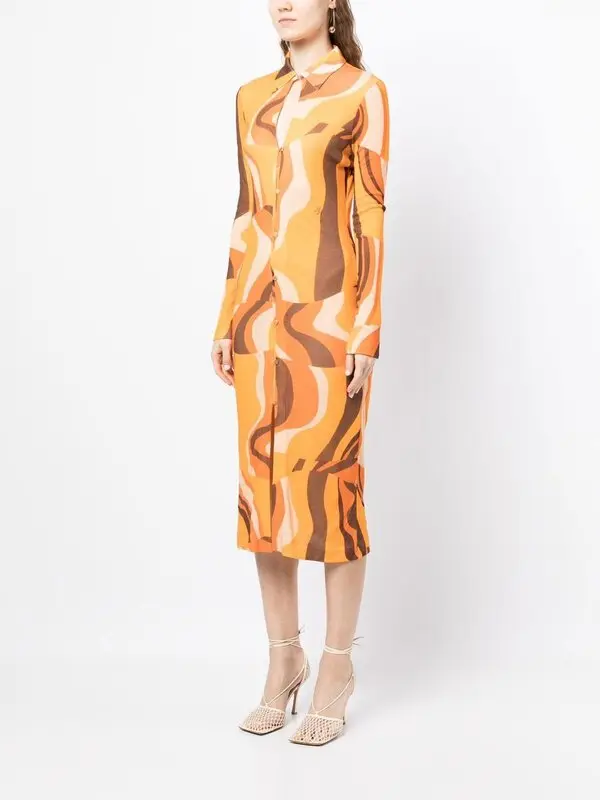 REJINA PYO Sana Abstract-pattern Shirt Dress