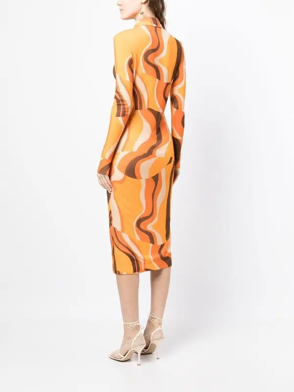 Rejina Pyo Sana Abstract-Pattern Shirt Dress In Orange - 44% Off |  Editorialist