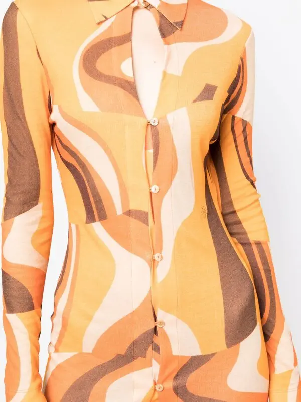 REJINA PYO Sana Abstract-pattern Shirt Dress