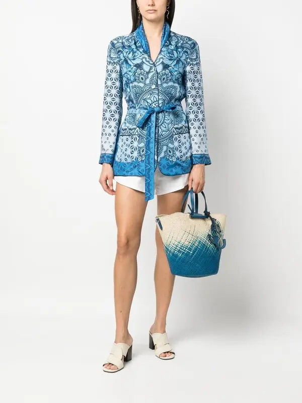 Alberta Ferretti Patterned Belted Blazer