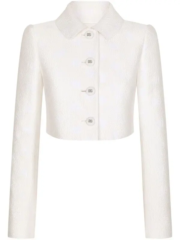 Dolce & Gabbana Dg-logo Jacquard Cropped Jacket - White