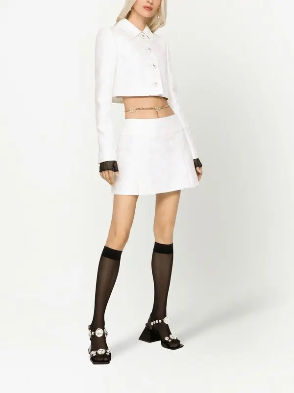 Dolce & Gabbana Dg-logo Jacquard Cropped Jacket - White