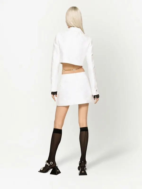 Dolce & Gabbana Dg-logo Jacquard Cropped Jacket - White