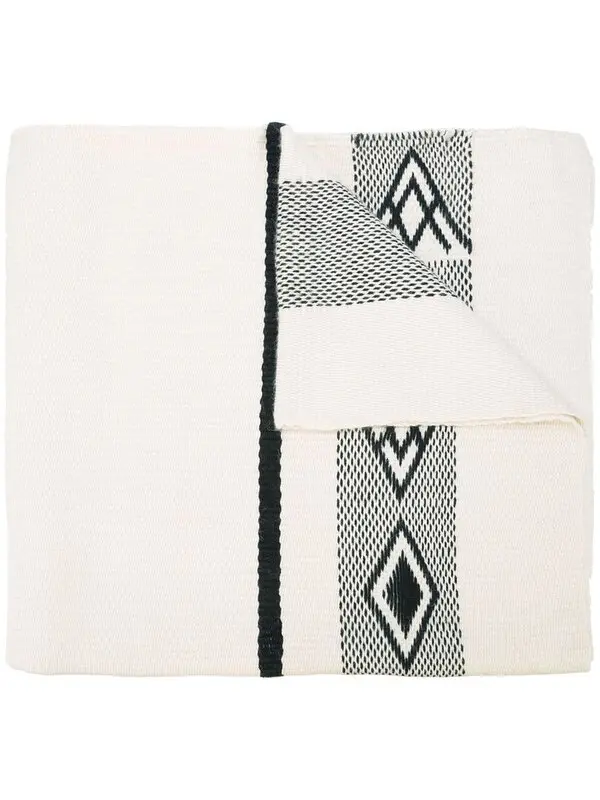 Voz Geometric Print Knitted Scarf - White