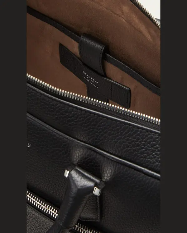 SERAPIAN Cachemire Leather Slim Briefcase - Black