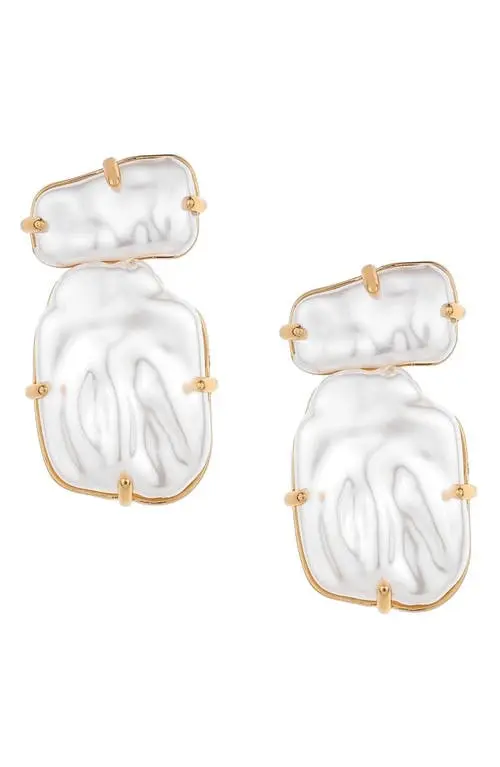 Ettika Imitation Pearl Drop Earrings - White