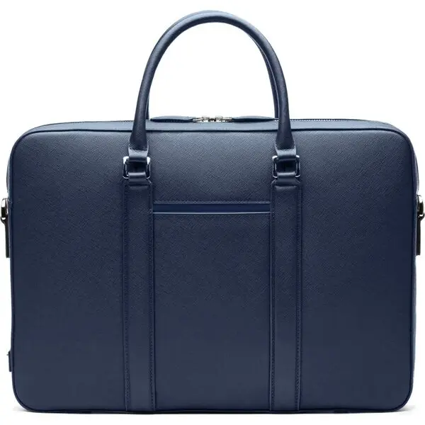 MAVERICK & CO. Manhattan Deluxe Leather Briefcase - Navy
