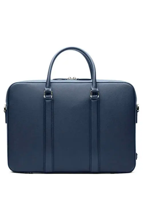 MAVERICK & CO. Manhattan Deluxe Leather Briefcase - Navy