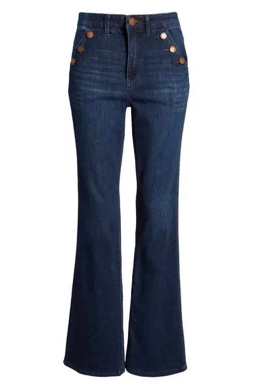 Wit & Wisdom Ab'solution Button Trim Flare Jeans - Indigo