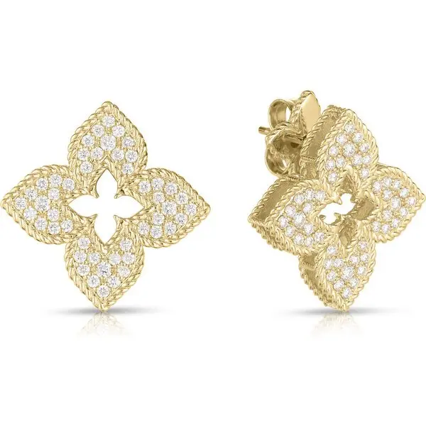Roberto Coin Venetian Princess Diamond Stud Earrings - Yellow Gold