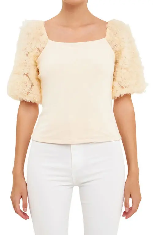 Endless Rose Tulle Puff Sleeve Blouse