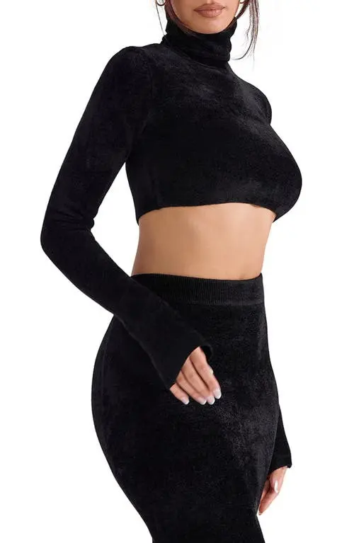 House Of Cb Suri Crop Chenille Turtleneck Sweater