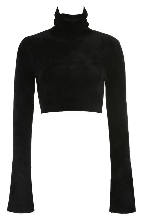 House Of Cb Suri Crop Chenille Turtleneck Sweater