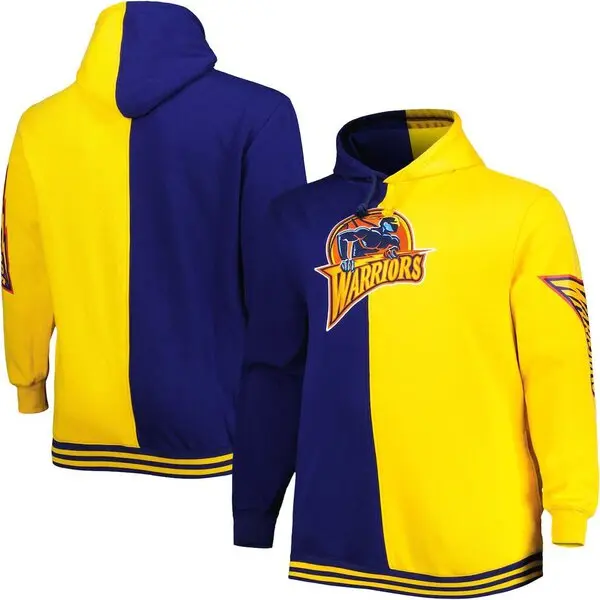 Mitchell & Ness Gold Golden State Warriors Big & Tall Hardwood Classics Split Pullover Hoodie