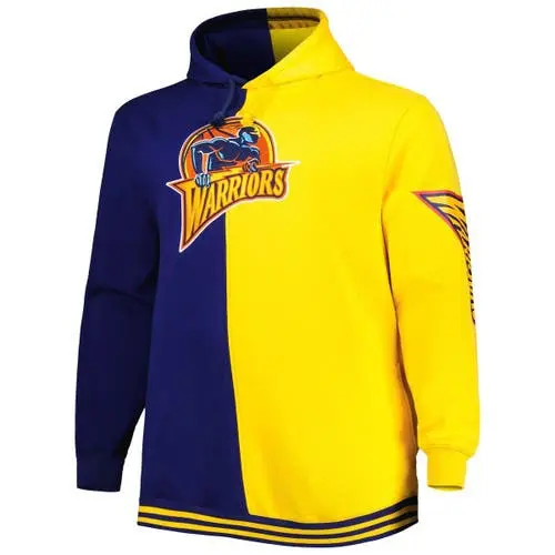 Mitchell & Ness Gold Golden State Warriors Big & Tall Hardwood Classics Split Pullover Hoodie