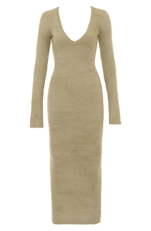 House Of Cb Long Sleeve V-neck Maxi Sweater Dress