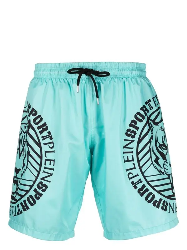 PLEIN SPORT Logo-print Swim Trunks - Green