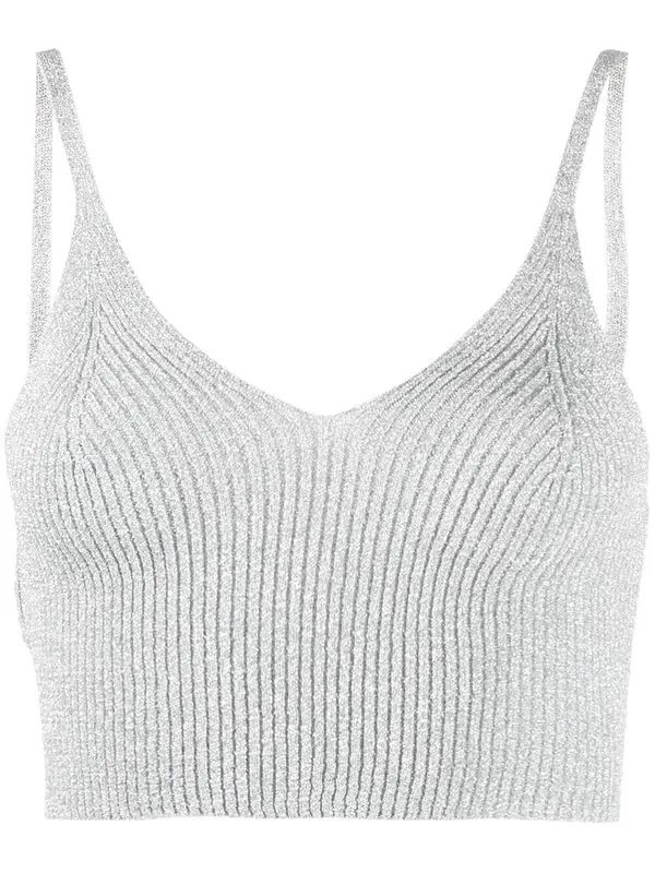 Alberta Ferretti Ribbed V-neck Cami Top