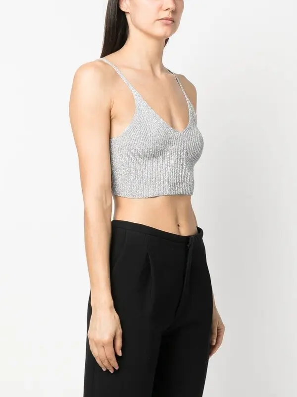 Alberta Ferretti Ribbed V-neck Cami Top