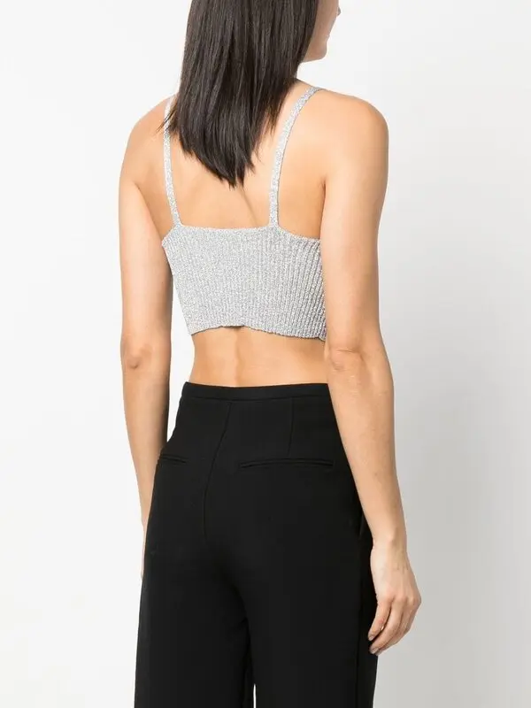 Alberta Ferretti Ribbed V-neck Cami Top