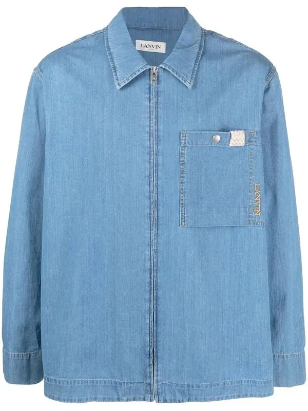 LANVIN Zip-up Denim Shirt - Blue