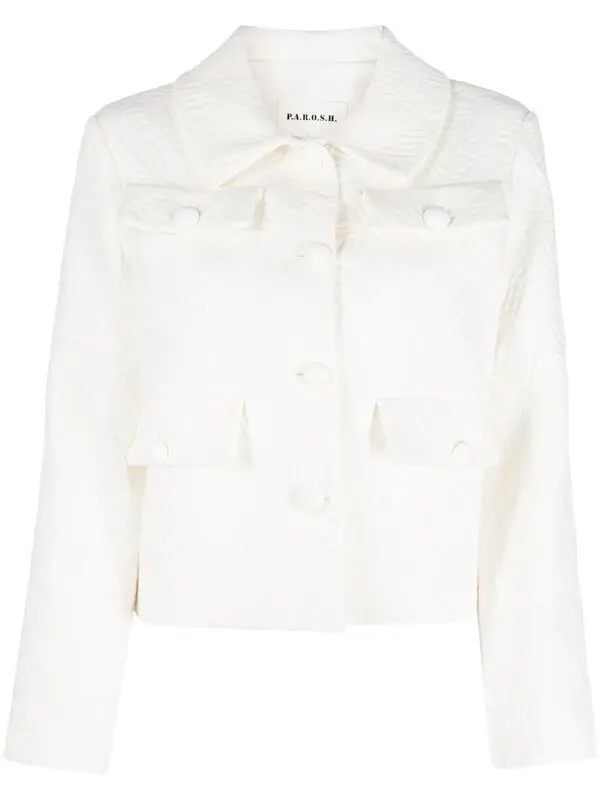P.a.r.o.s.h Embossed-texture Cropped Jacket - White