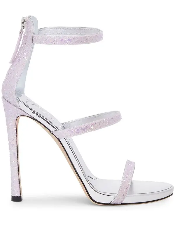 GIUSEPPE ZANOTTI 120mm Glittered Sandals - Pink