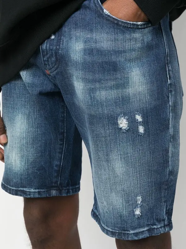 Philipp Plein Distressed-effect Denim Shorts - Blue