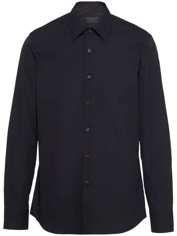 Prada Long-sleeved Poplin Shirt - Black