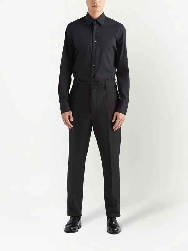 Prada Long-sleeved Poplin Shirt - Black