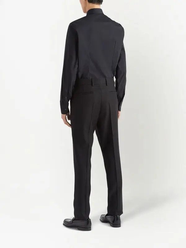 Prada Long-sleeved Poplin Shirt - Black