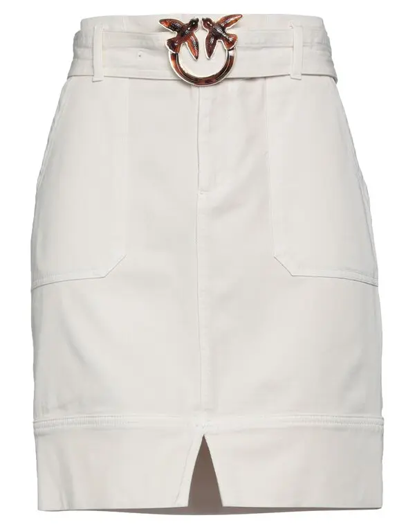 Pinko Mini Gabardine Skirt With Belt - Ivory