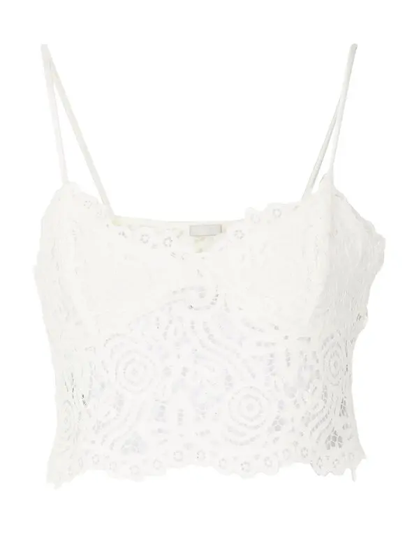 8 BY YOOX Lace Corset Crop Top Top Size Cotton, Viscose, Polyamide, Polyester