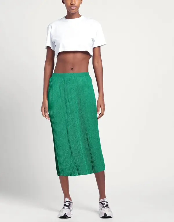 Elisabetta Franchi Pleated Knit Midi Skirt - Green