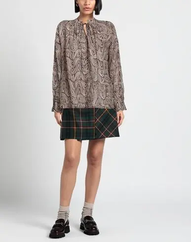 Alpha Studio Woven Optical Pattern Blouse - Brown