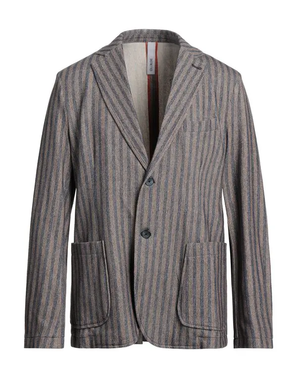 DISTRETTO 12 Striped Cotton-elastane Blazer - Sand