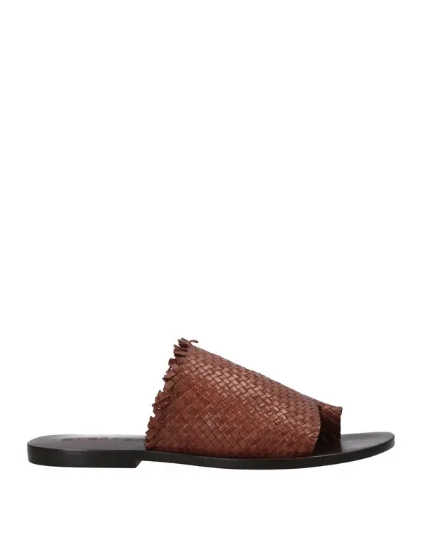 STRATEGIA Leather Thong Sandals - Brown