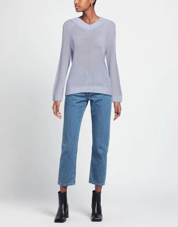 N.O.W. ANDREA ROSATI CASHMERE Openwork Viscose Sweater - Purple