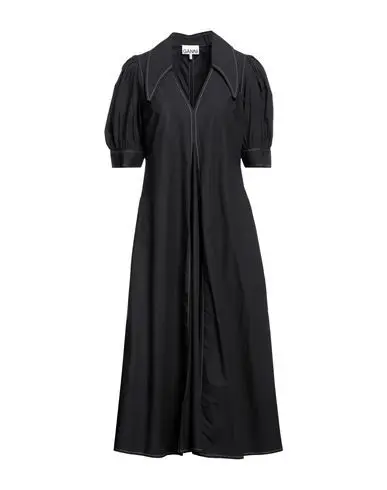 GANNI Midi Dress In Organic Cotton - Black
